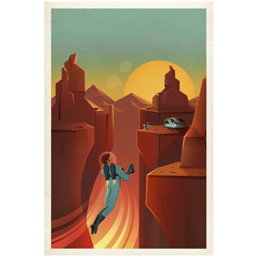 Постер / Плакат / Картина Реклама Space-X - Путешествие на Марс 40х50 см в подарочном тубусе