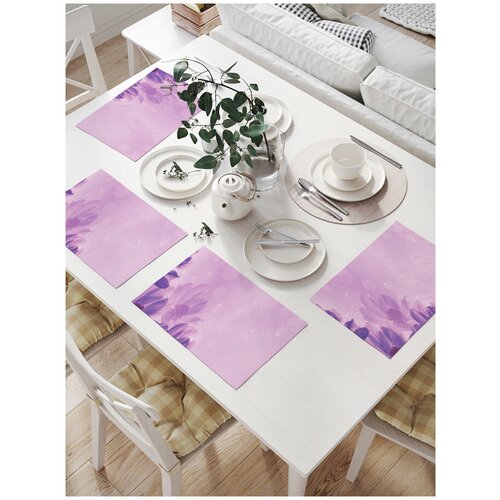 Салфетки на стол для сервировки прямоугольные, плейсмат JoyArty "Предрассветные цветы", 32x46 см, в комплекте 4шт.