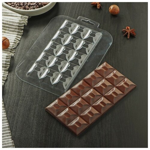 Форма для шоколада и конфет Sima-land "Плитка Ночной Поцелуй", 17х8,5х1 см, прозрачный