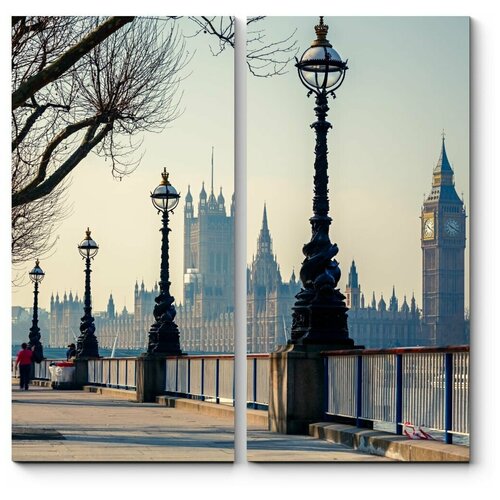 Модульная картина На набережной Темзы, Лондон 120x120