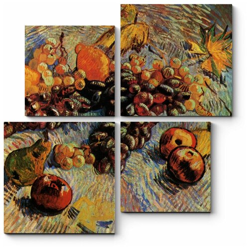 Модульная картина Виноград, лимоны, груши и яблоки, Винсент Ван Гог 120x120