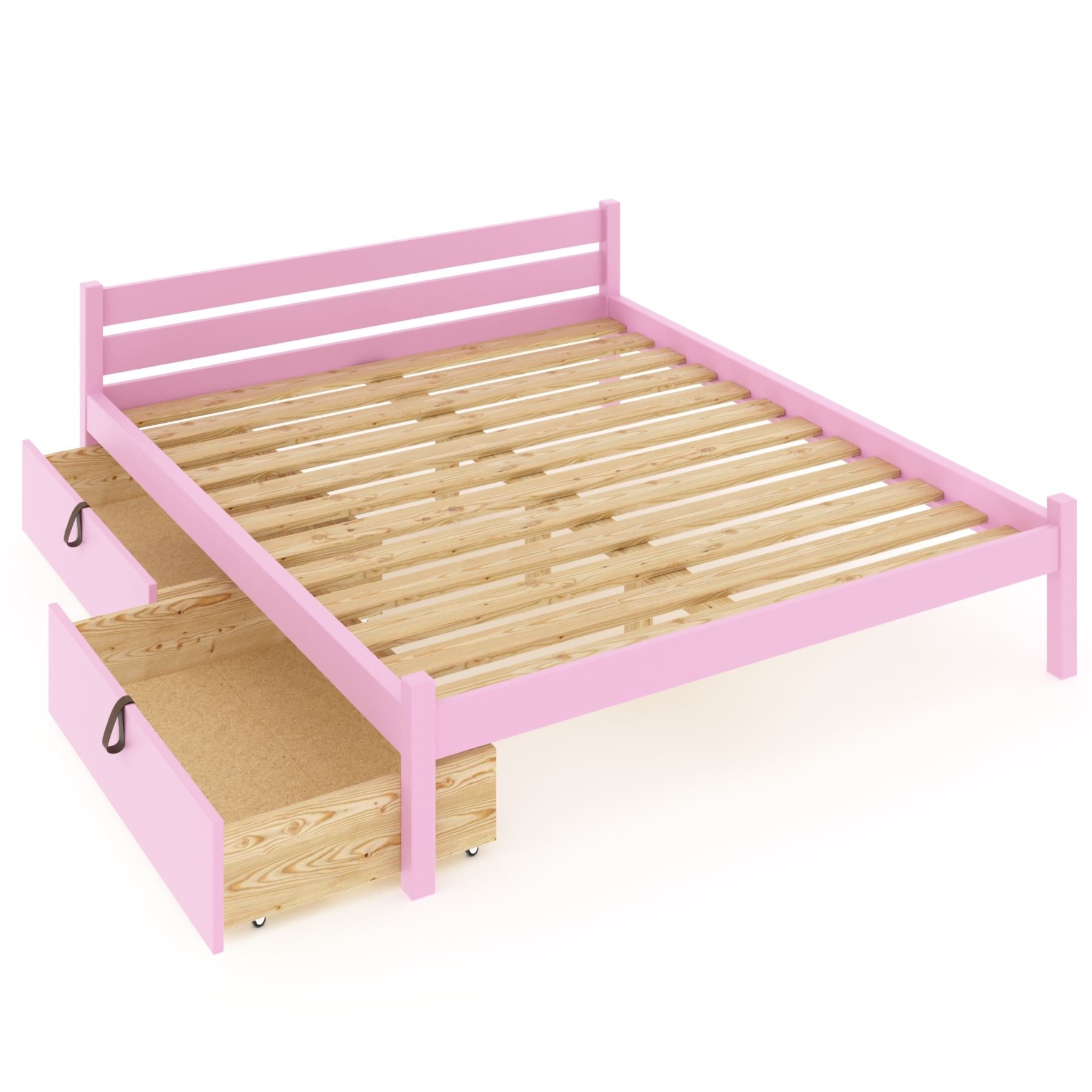Кровать Solarius Классика с реечным основанием 200х150 с 2 выкатными ящиками, розовый