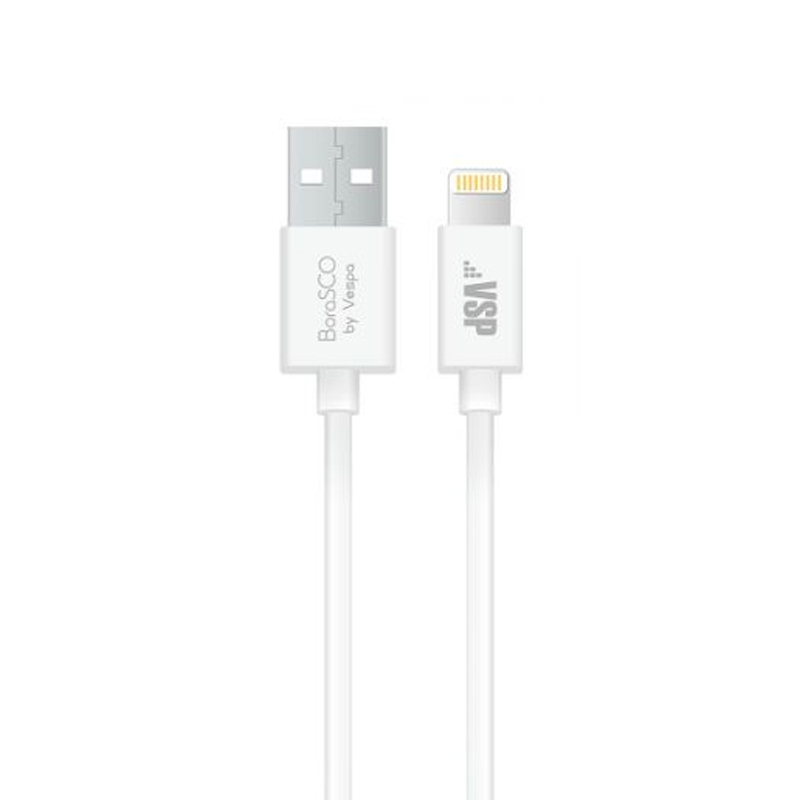 Кабель BoraSCO USB/Lightning 2А 1м, белый (20543)