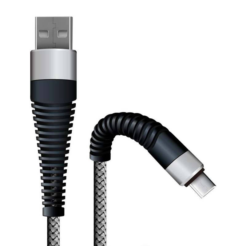 Кабель BoraSCO Fishbone USB/microUSB 3А 1м, серый (38500)