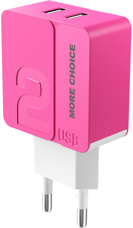 Сетевое зарядное устройство Morе choicе NC46 2USB 2.4A розовый