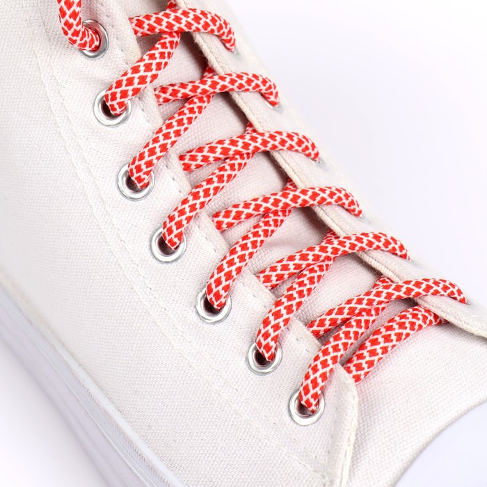 Шнурки для обуви, пара, круглые, 6 мм, 120 см, красный/белый