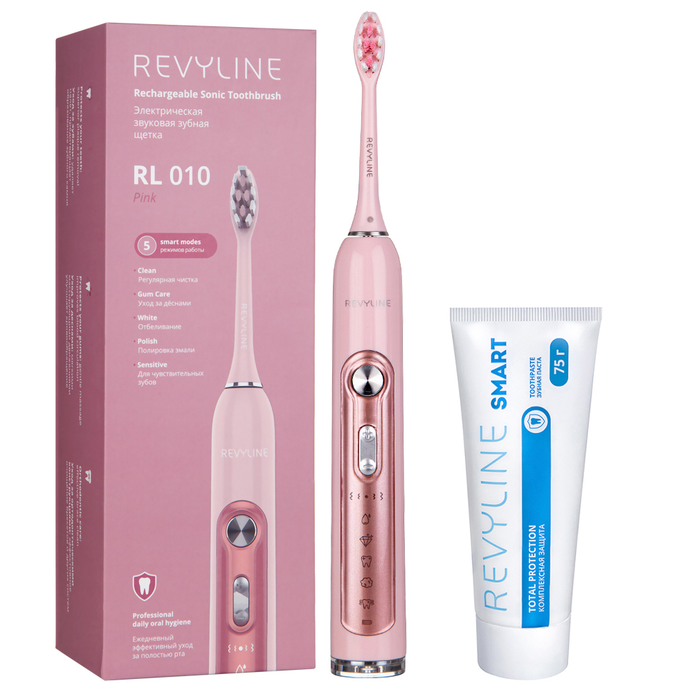 Электрическая зубная щетка Revyline RL 010+зубная паста розовый