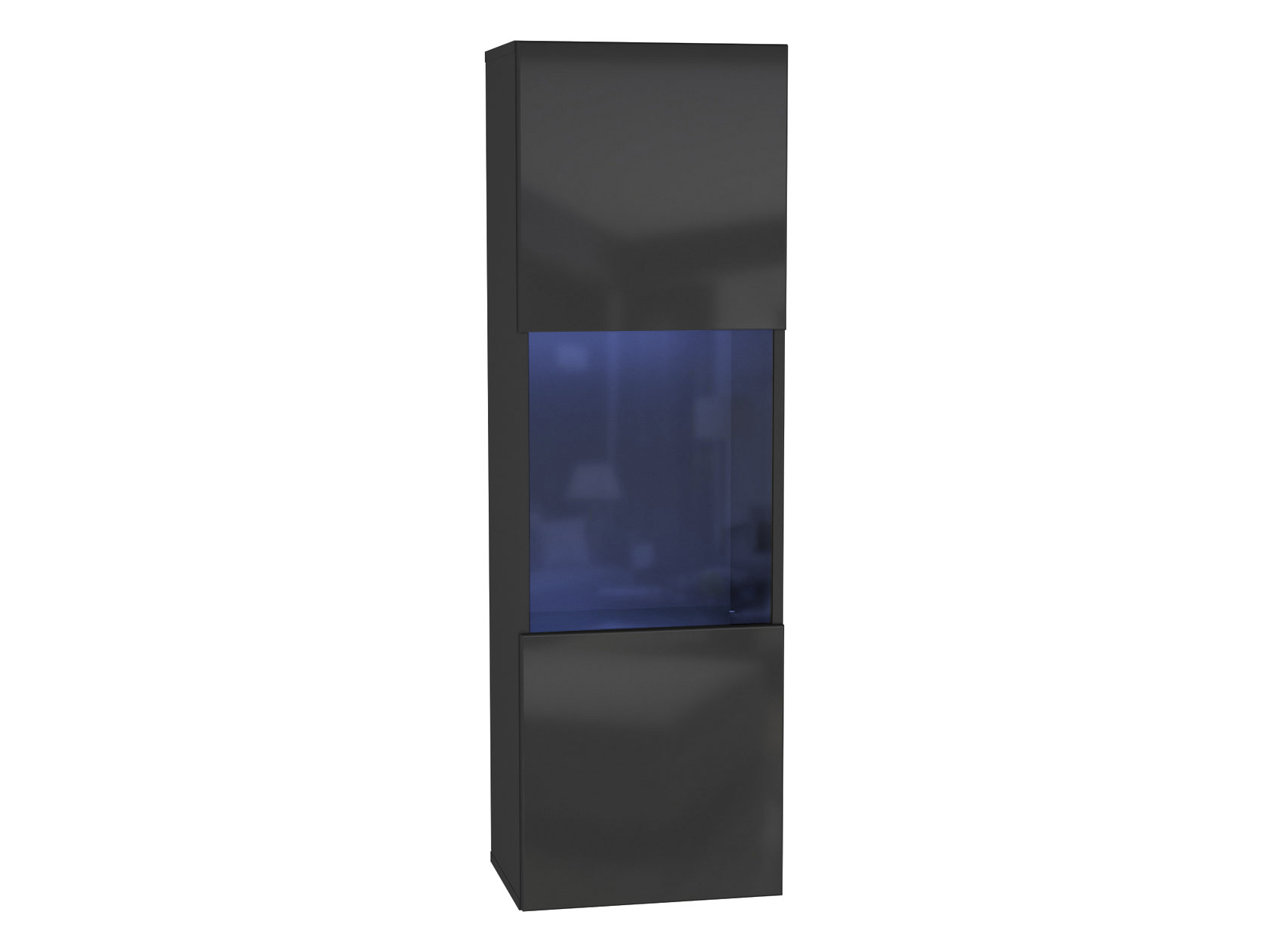Шкаф-витрина Первый Мебельный Поинт Черный Черный глянец Стекло С блоком питания