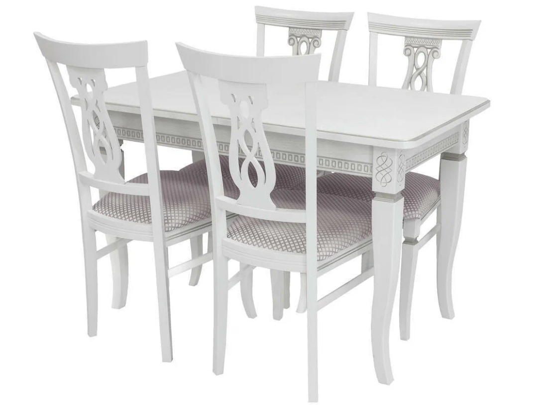 Набор мебели для кухни Leset Дакота 1Р+Юта Белый + патина серебро