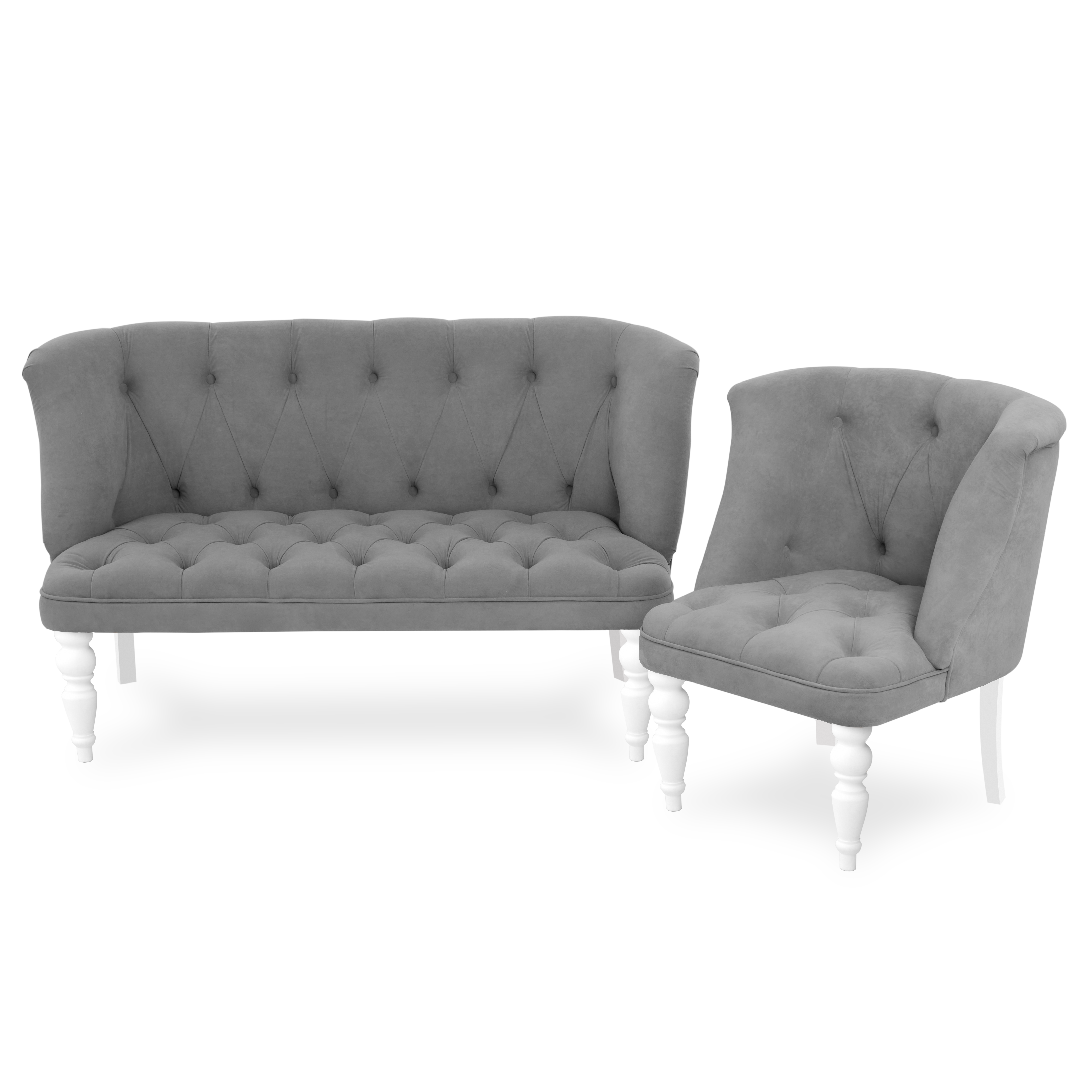 Комплект мягкой мебели BRENDOSS Бриджит диван и кресло серый/белый