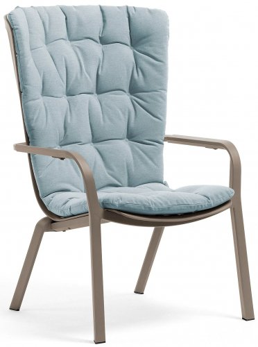 Лаунж-кресло пластиковое с подушкой ReeHouse Folio Тортора, Голубой