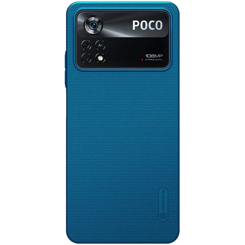 Пластиковый чехол Nillkin Super Frosted Shield для Xiaomi Poco X4 Pro 5G матовый, синий