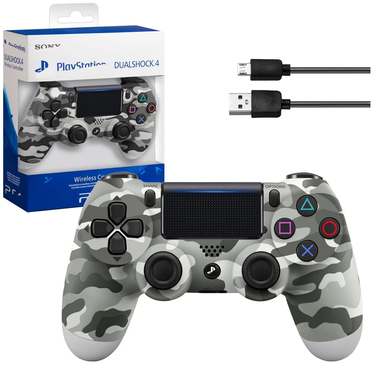 Геймпад DualShok 4 v2 Playstation 4, PC серый камуфляж ЛУЧШЕЕ ДЛЯ ЛУЧШИХ (Не оригинал)