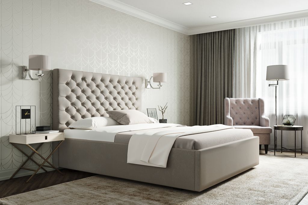 Кровать двуспальная MyCloud Вирджиния, серый, 140x200см