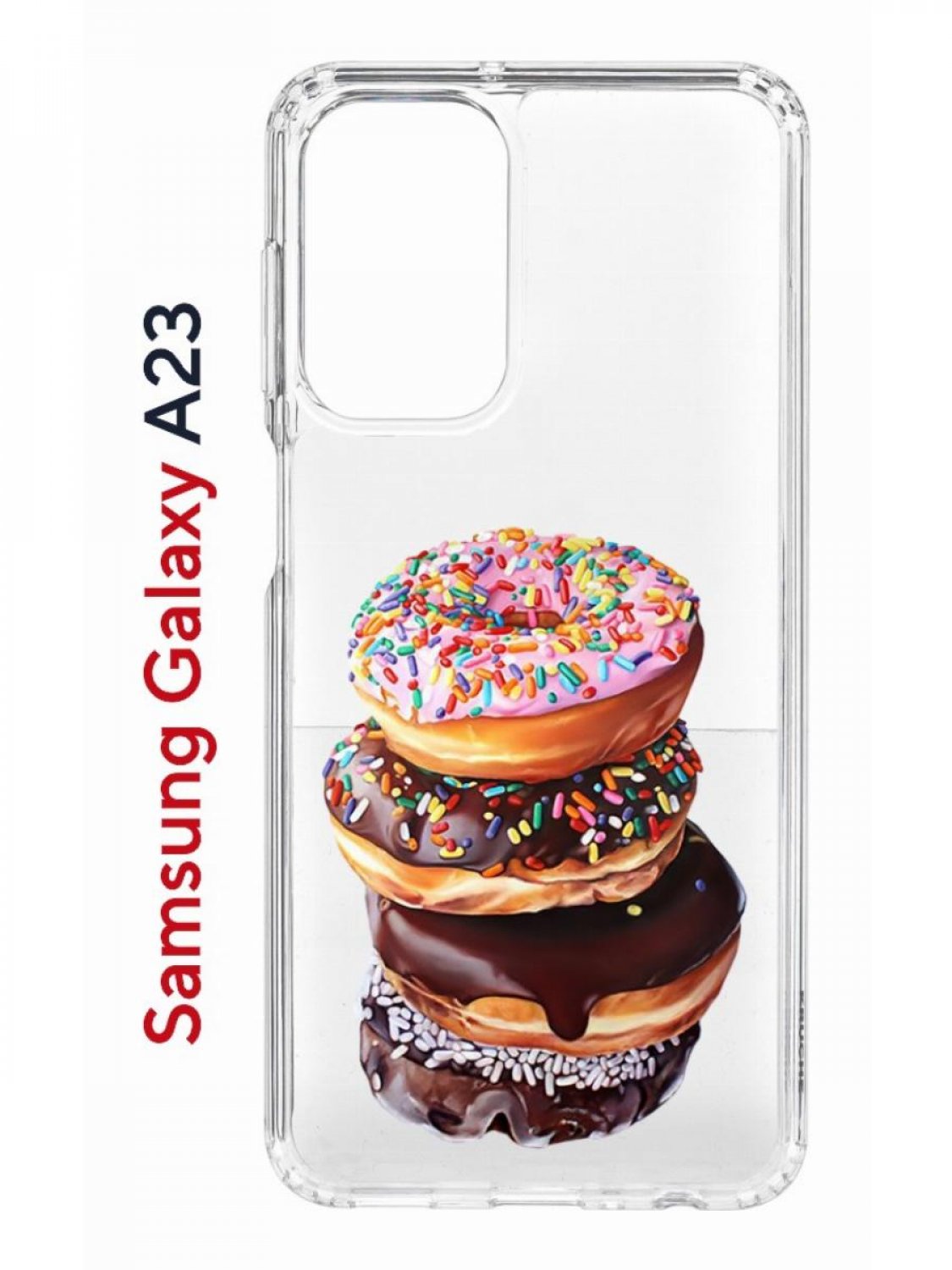 Чехол на Samsung A23 с принтом Kruche Print Donuts, противоударный бампер с защитой камеры
