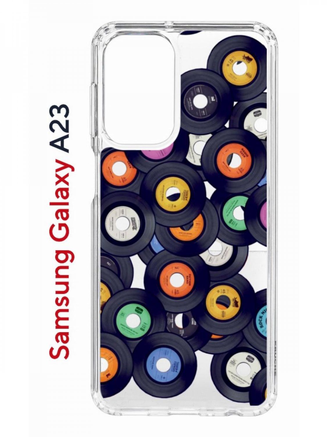 Чехол на Samsung A23 Kruche Print Виниловые пластинки, противоударный бампер,защита камеры