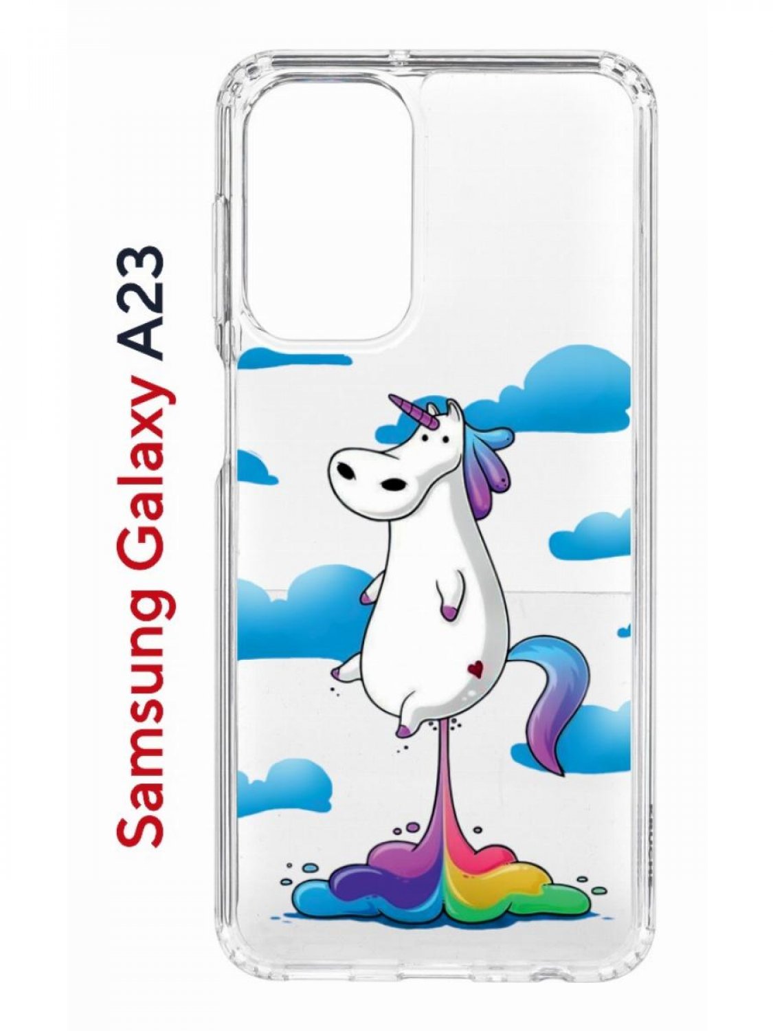 Чехол на Samsung A23 Kruche Print Flying Unicorn, противоударный бампер, с защитой камеры