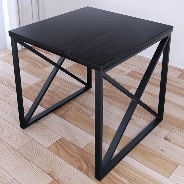 Стол кухонный Solarius Loft с крестообразными ножками 80x80х75 черный оникс черные ножки
