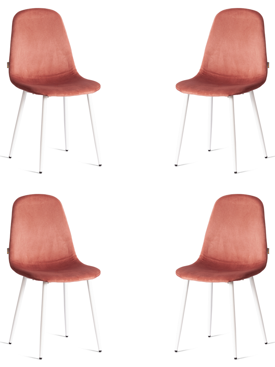 Комплект обеденных стульев TetChair BREEZE mod. JSC-58, 4 шт, коралловый, белый