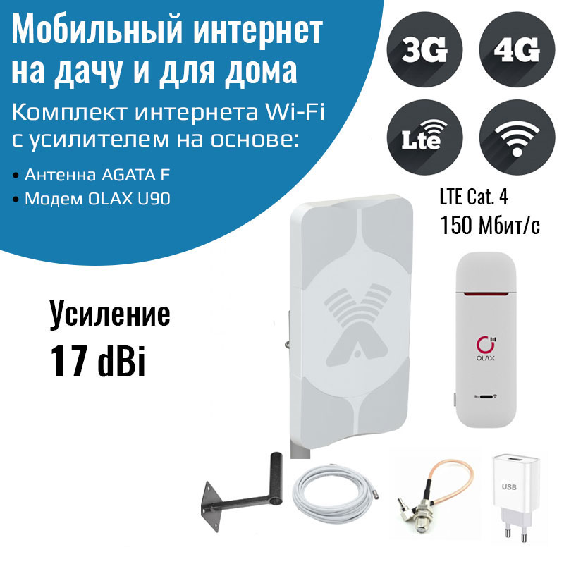 Комплект мобильного интернета модем Olax U90 с антенной AGATA F 17ДБ