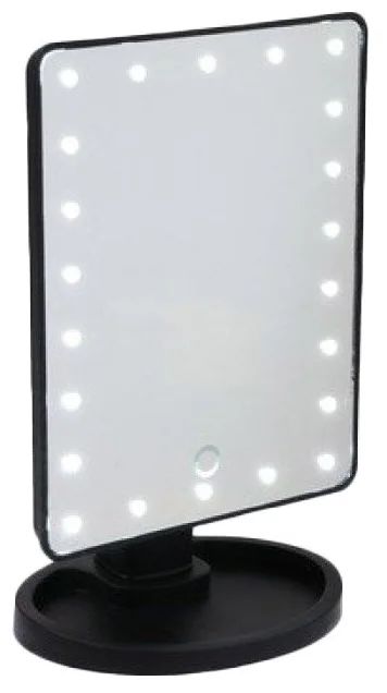 Зеркало LuazON KZ-06, подсветка, 26.5x16x12 см, 4хАА, 22 диода, сенсорная кнопка, черное