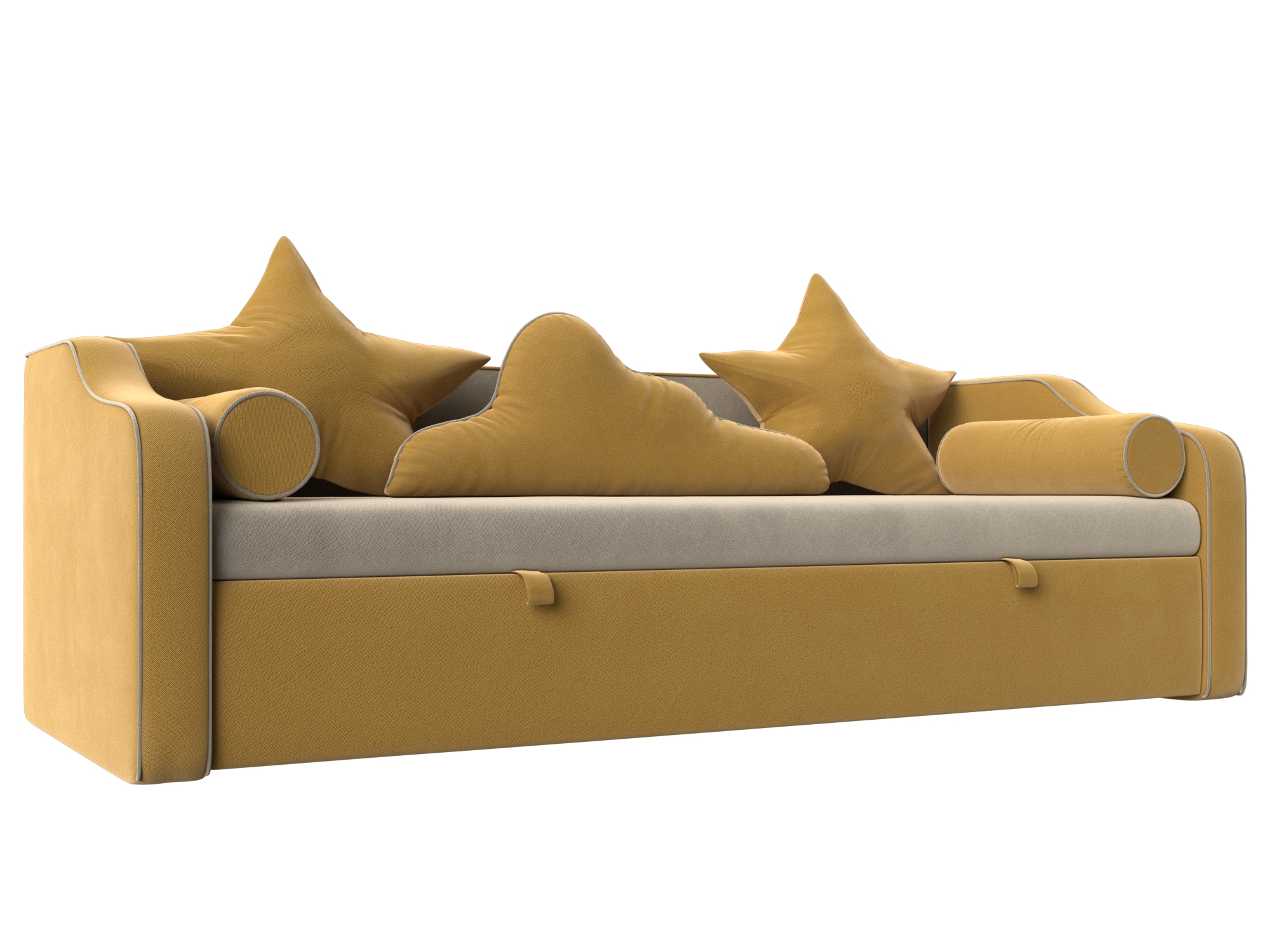 Детский диван-кровать Лига Диванов Рико Бежевый/Желтый (микровельвет)
