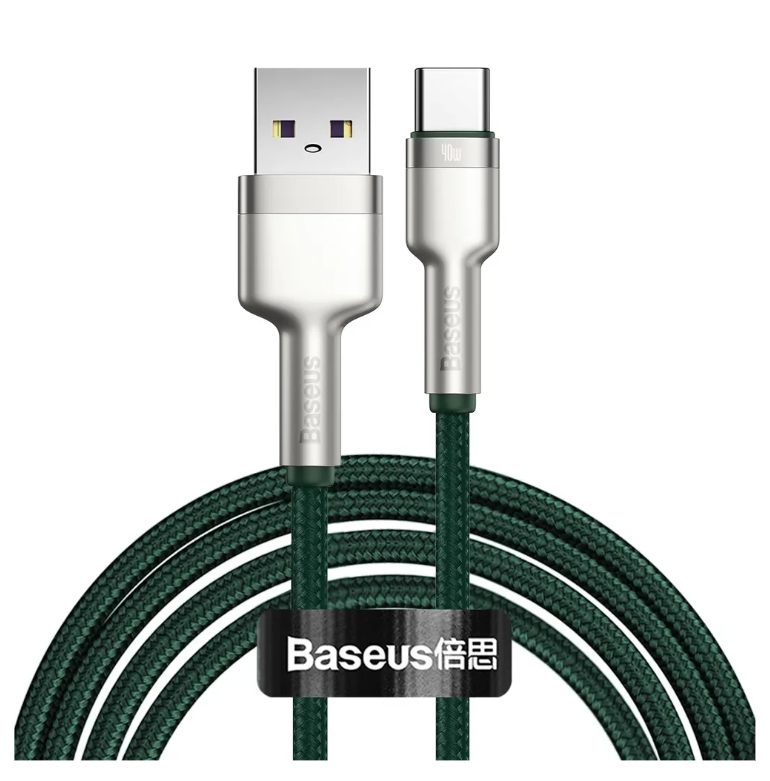 Дата-кабель Baseus Cafule Series Metal USB - Type-C 40W, 2 м, Green (CATJK-B06)