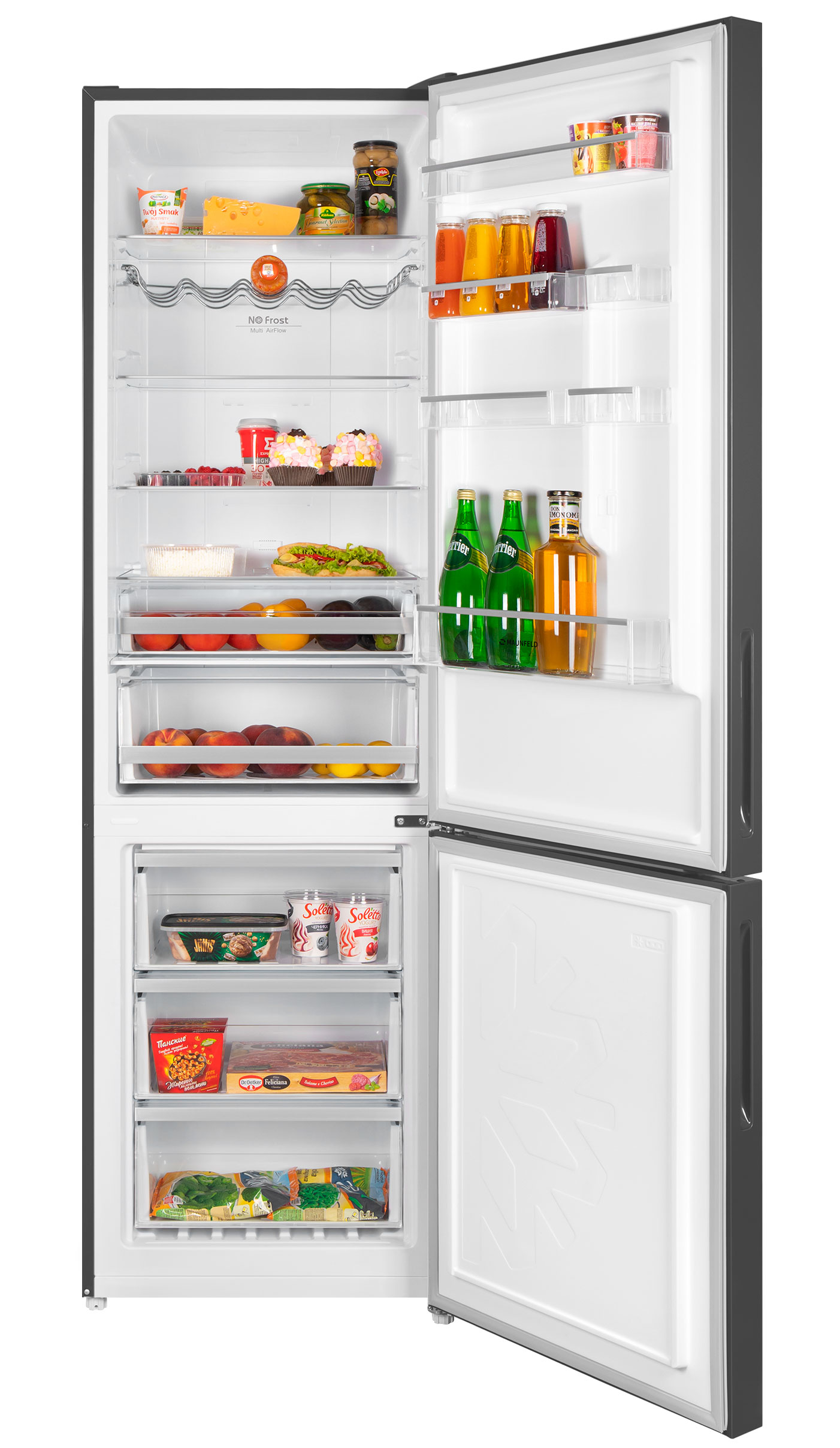 Холодильник MAUNFELD MFF200NFSBE черный