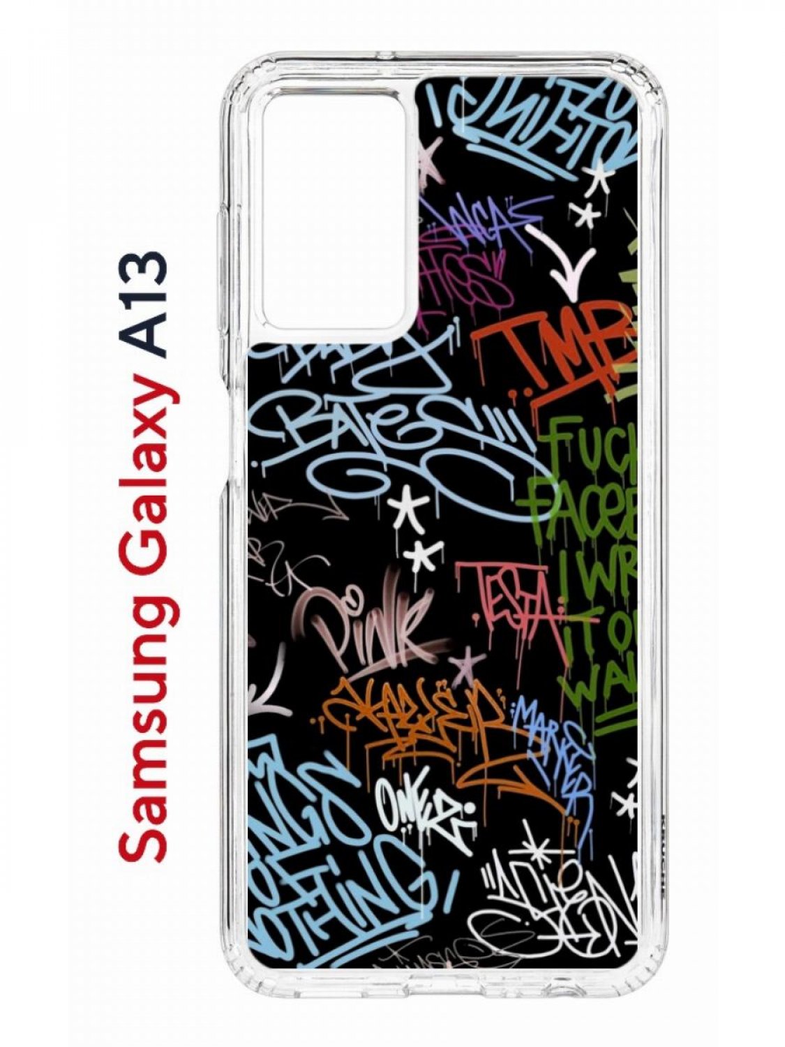 Чехол на Samsung A13 Kruche Print Граффити, противоударный бампер, с защитой камеры