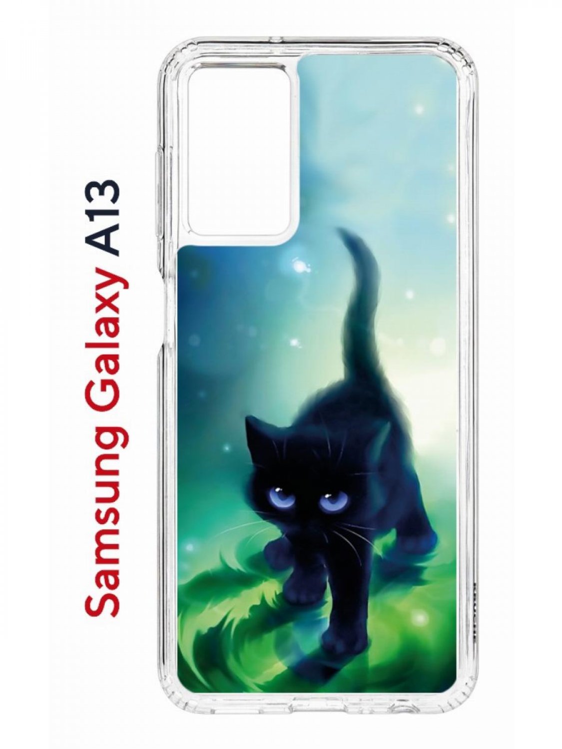 Чехол на Samsung A13 Kruche Print Черный кот, противоударный бампер, с защитой камеры