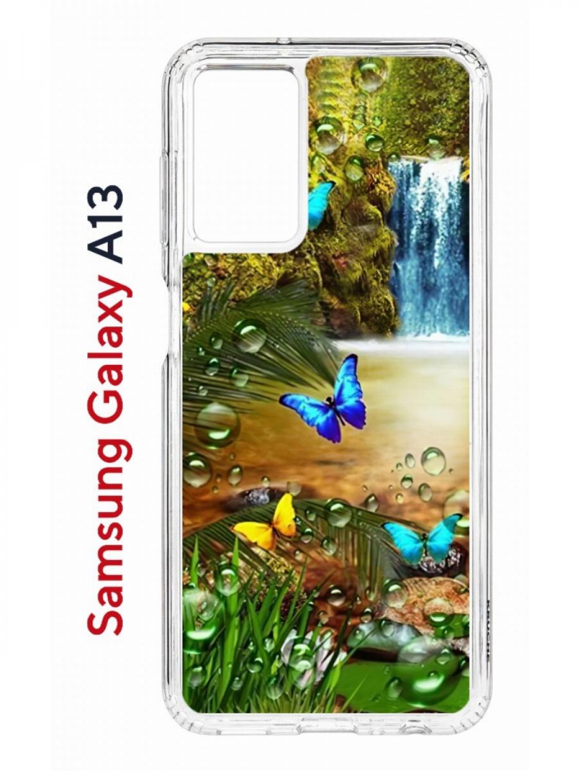 Чехол на Samsung A13 Kruche Print Водопад, противоударный бампер, с защитой камеры
