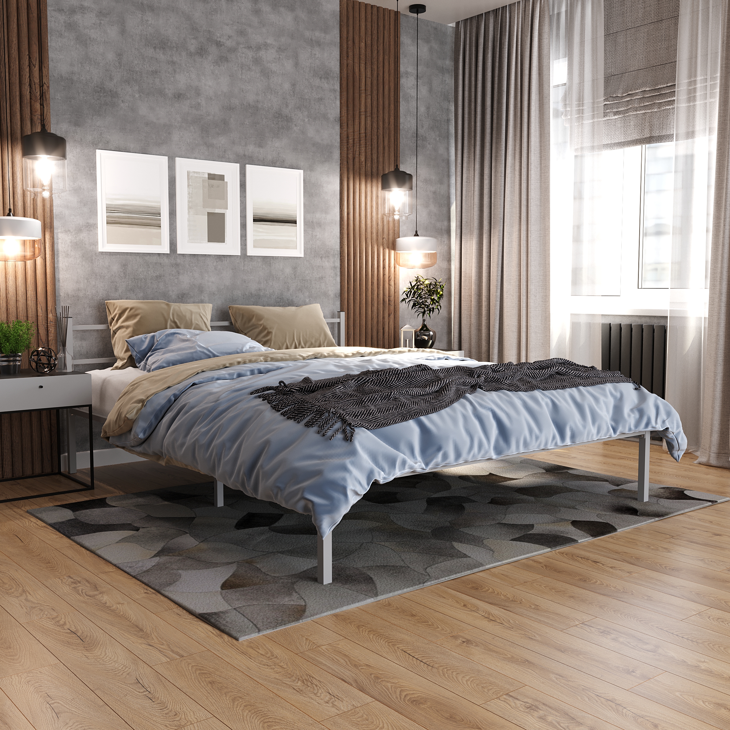 Двуспальная кровать Woodville Фади-01 160х200 Серый