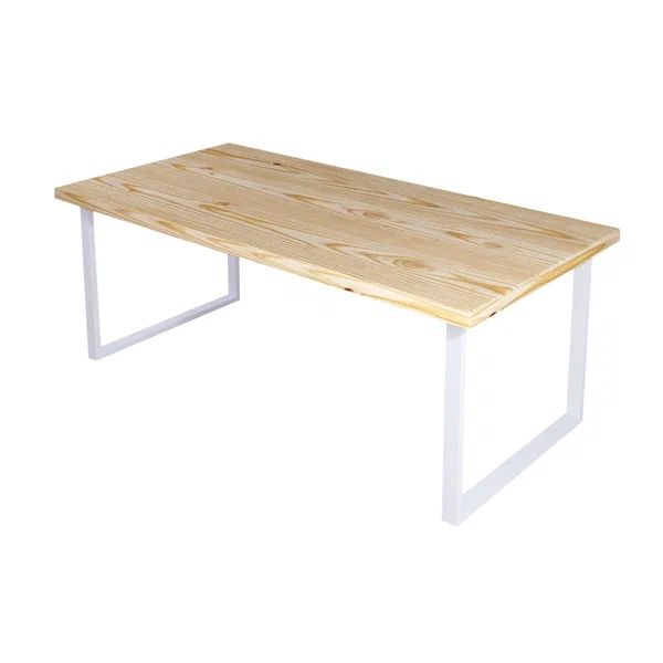 Журнальный стол Solarius Loft металл-дерево 140х75х50, без шлифовки и покраски,белые ножки