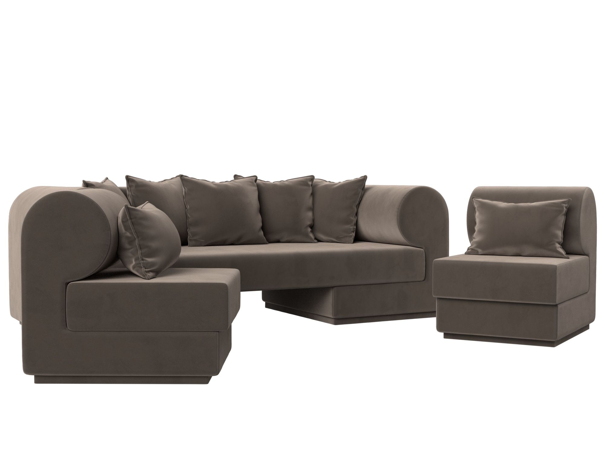 Набор Кипр-3 (диван, 2 кресла) велюр коричневый