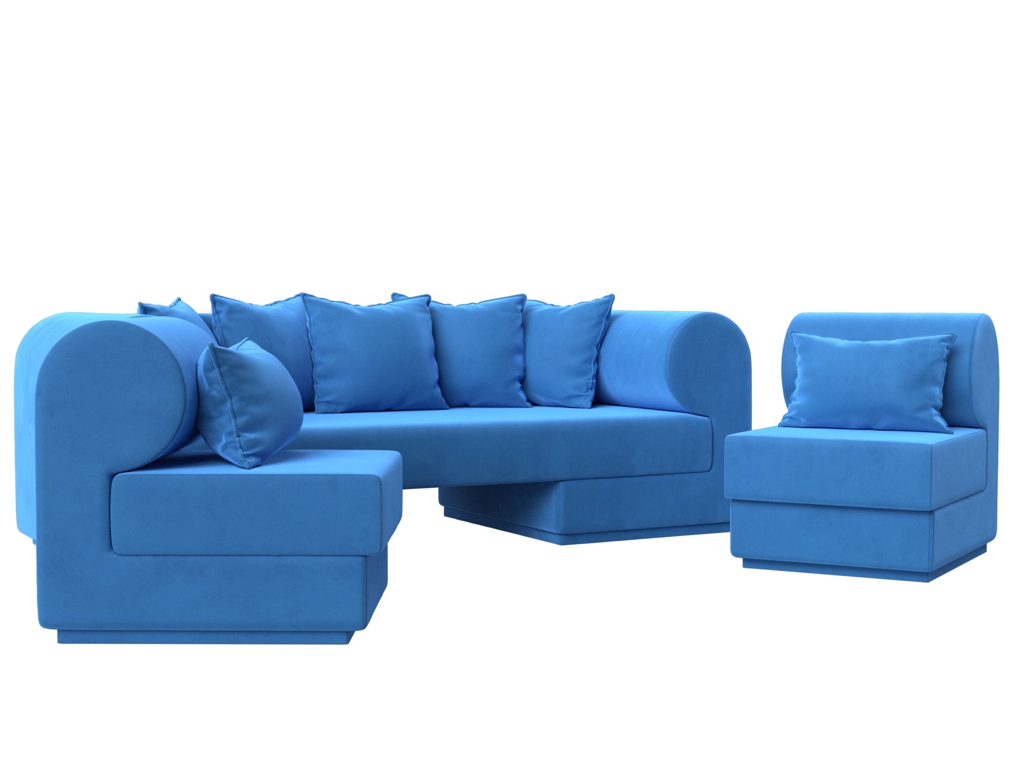 Набор Кипр-3 (диван, 2 кресла) велюр голубой