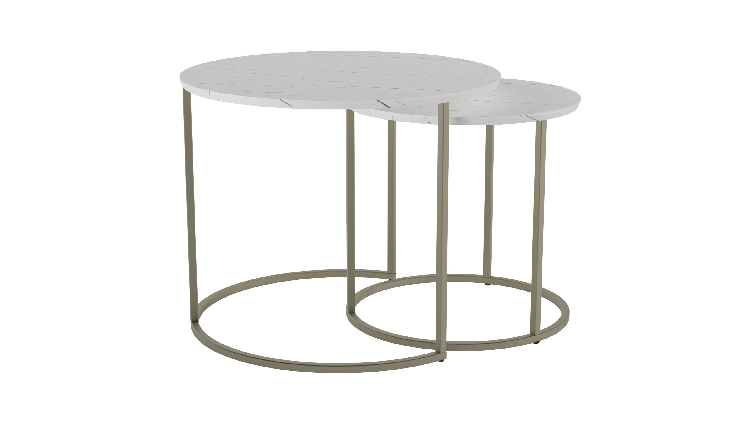 Комплект столов журнальных Калифорния Мебель Лесли, белый мрамор/титан