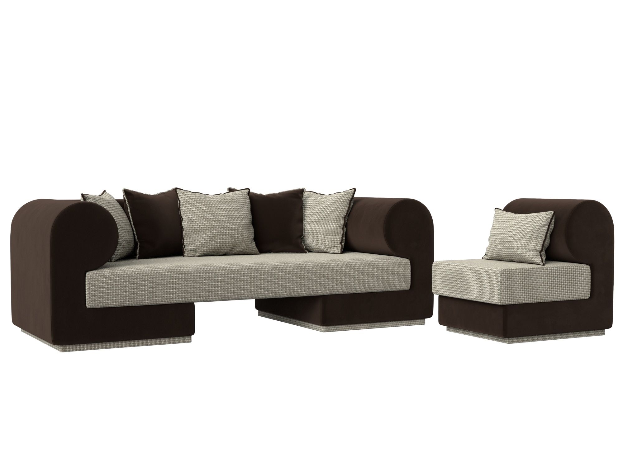 Набор Кипр-2 (диван, кресло) рогожка/микровельвет корфу 02/коричневый