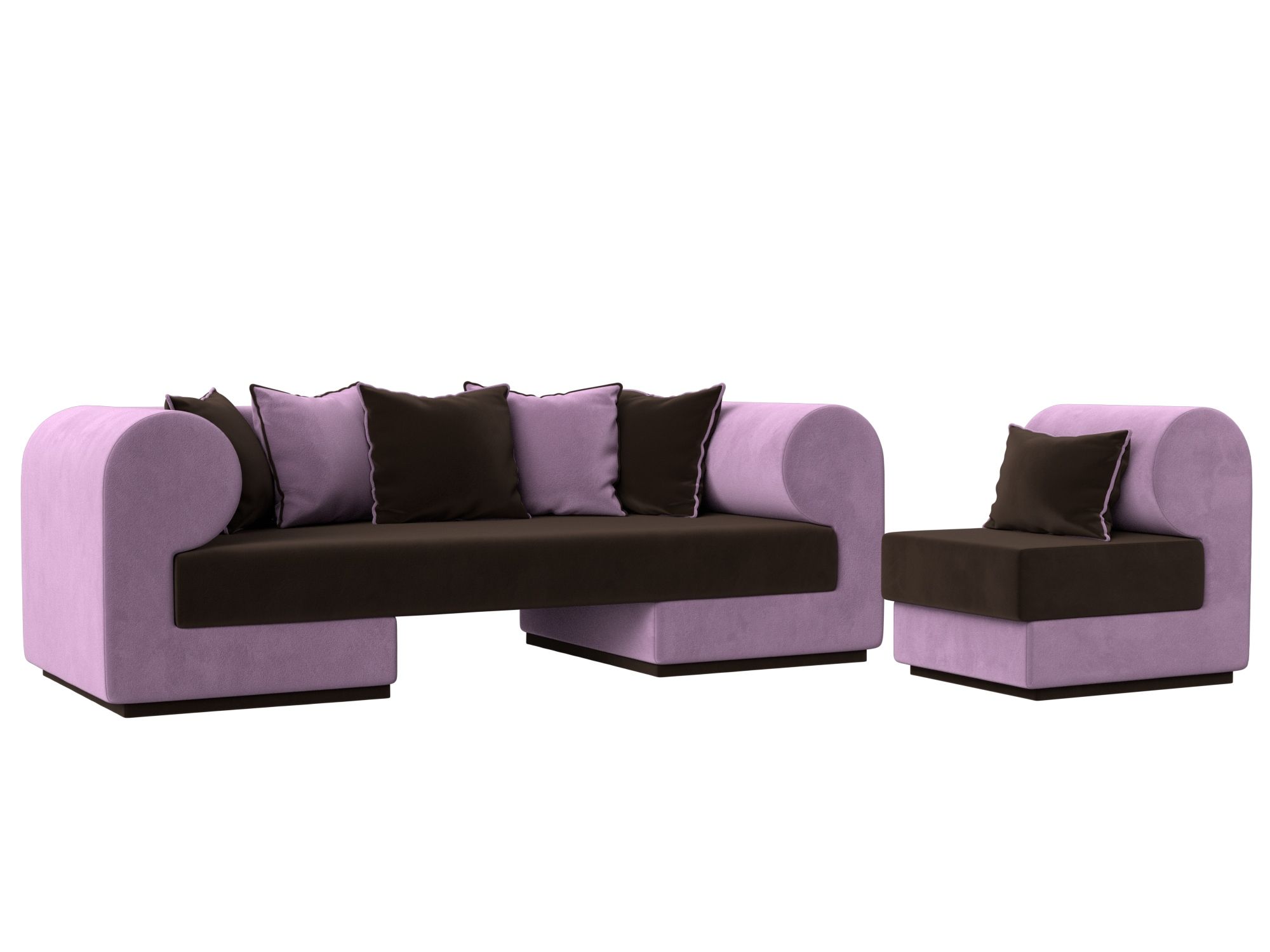 Набор Кипр-2 (диван, кресло) микровельвет коричневый/сиреневый