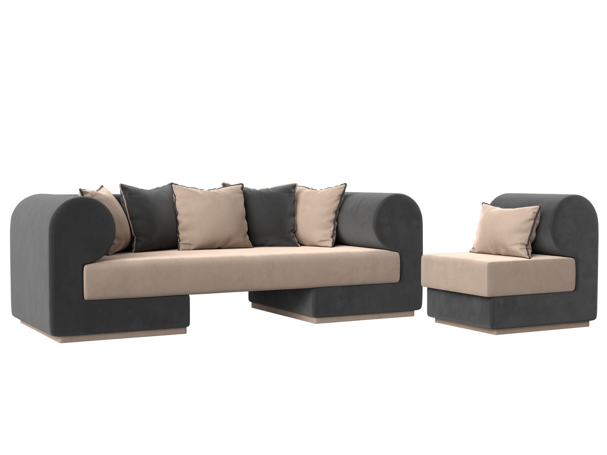 Набор Кипр-2 (диван, кресло) велюр бежевый/серый