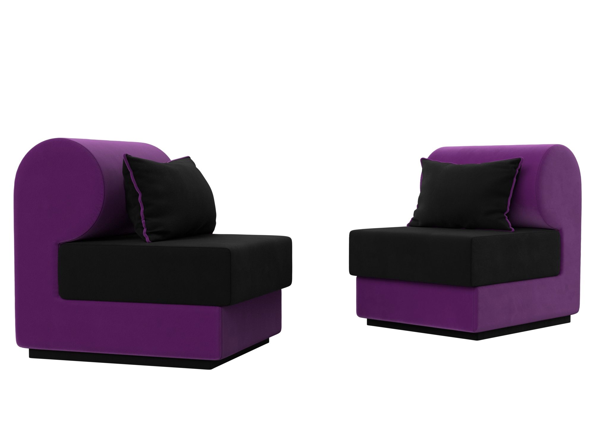 Набор Кипр-1 (2 кресла) микровельвет черный/фиолетовый