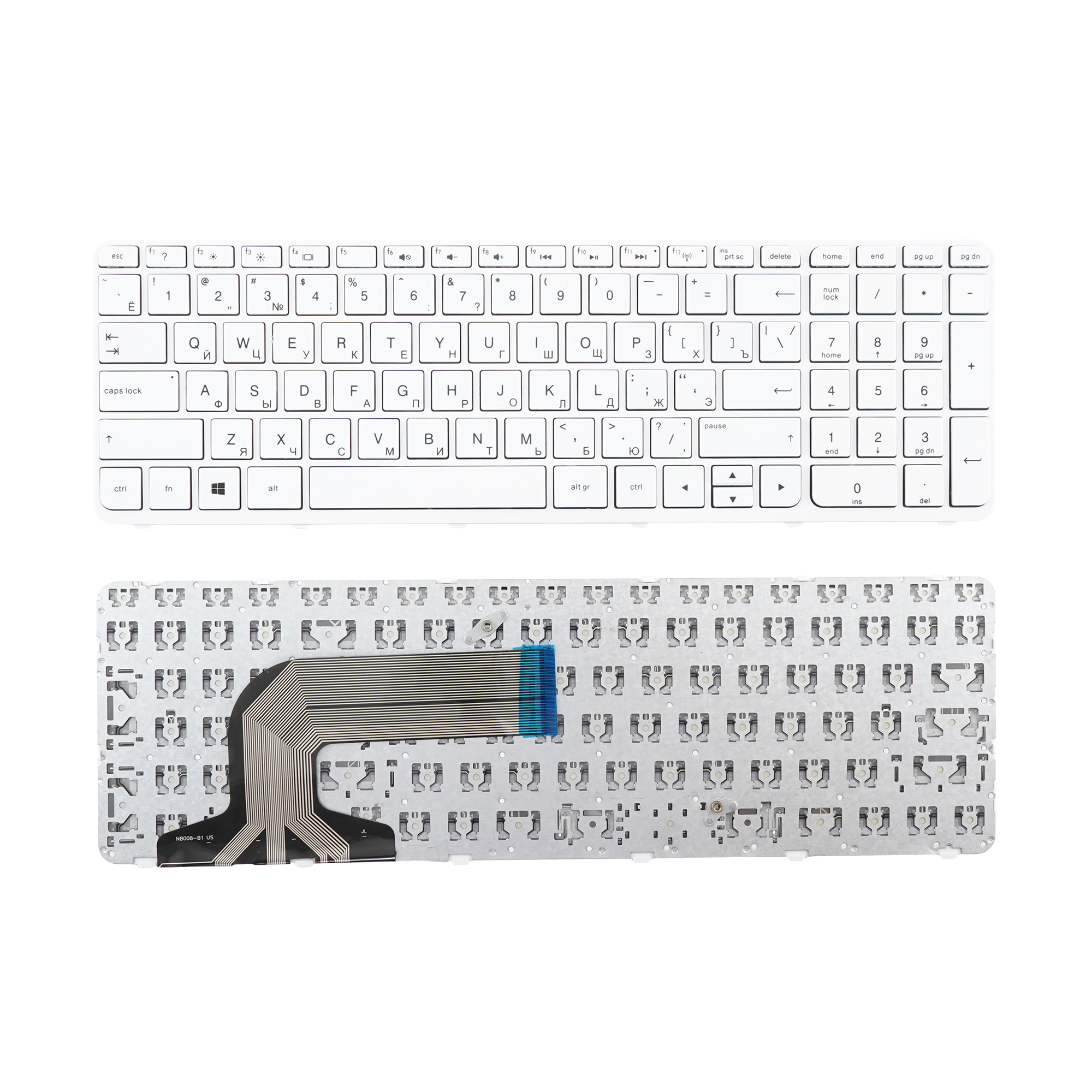 Клавиатура Azerty для ноутбука HP 15-e/ 15-g/ 15-n белая с рамкой