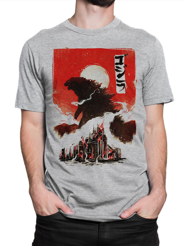 Футболка мужская Design Heroes Годзилла серая 2XL