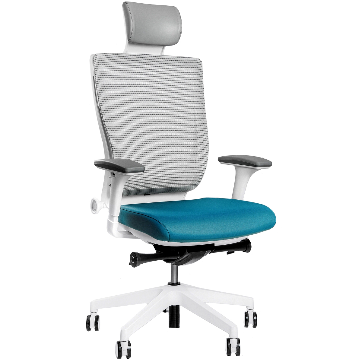 Офисное кресло Falto Trium TRI-11WALM каркас белый/спинка серая/сиденье синее