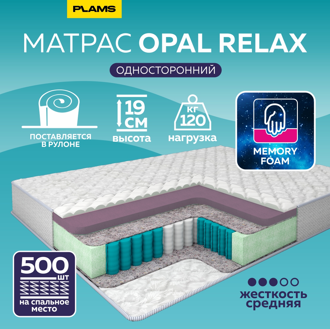 Матрас пружинный Plams Opal Relax 90х200 односторонний
