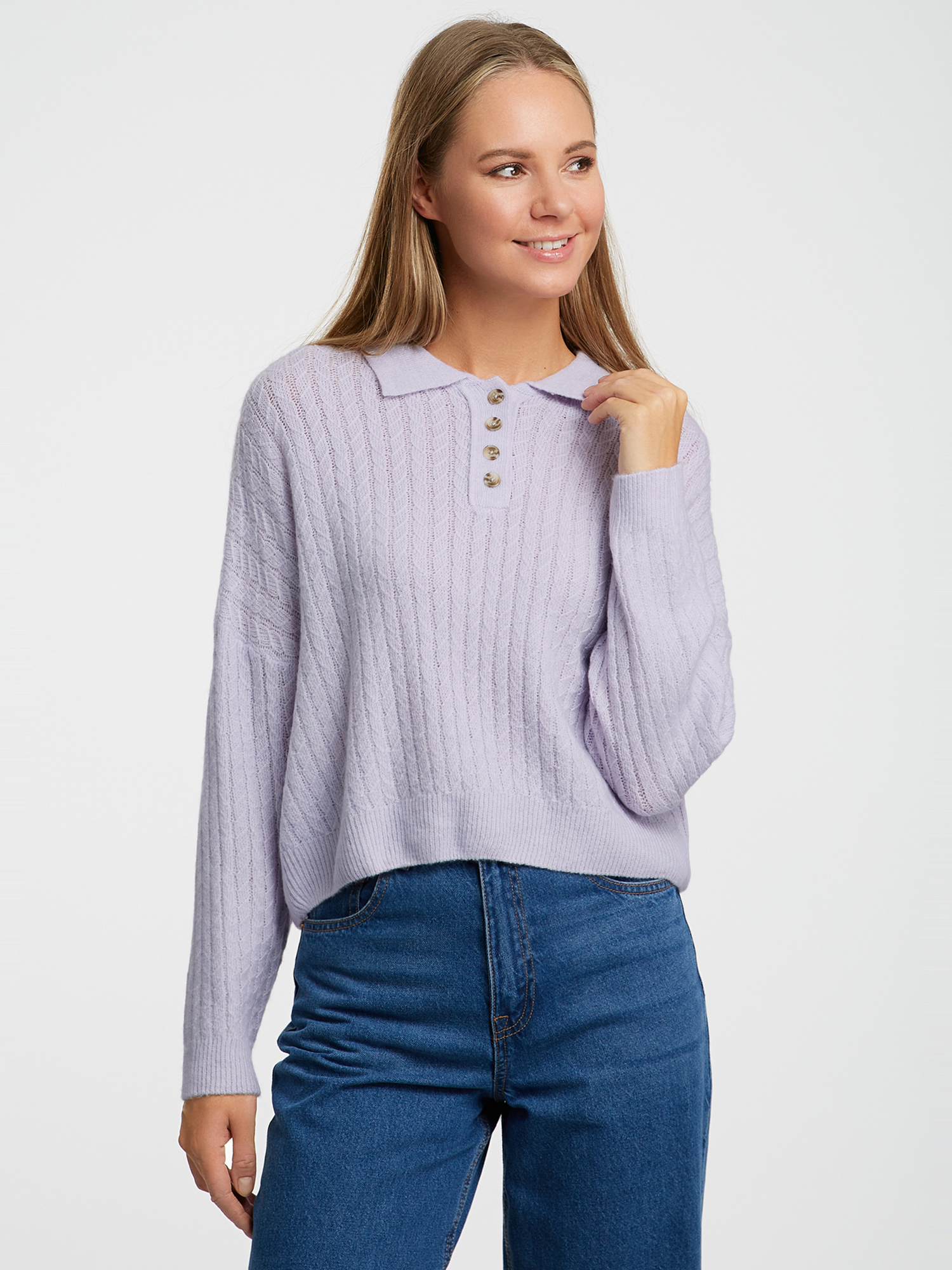 Пуловер женский oodji 63807382 фиолетовый L