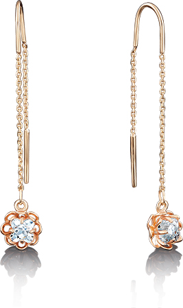 Серьги женские из золота ЮЗ Платина 02-3736-00-501-1110-38, swarovski