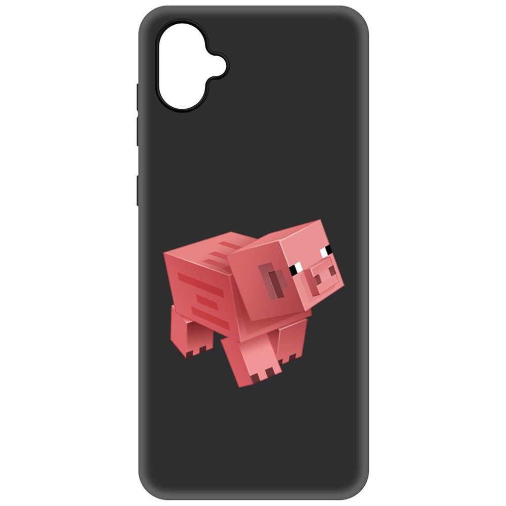 Чехол-накладка Krutoff Soft Case Minecraft-Свинка для Samsung Galaxy A04e (A042) черный