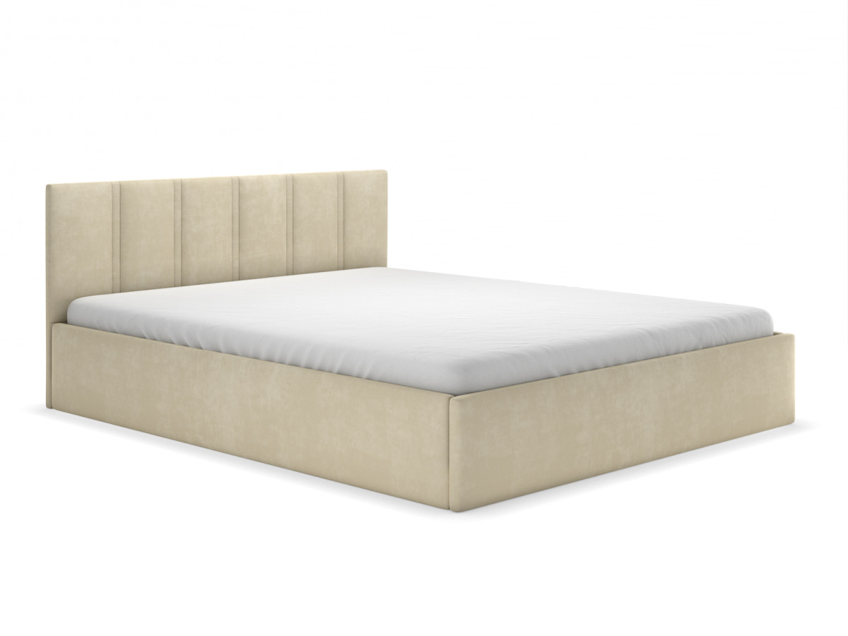 Двуспальная кровать Первый Мебельный Кери Кремовый, велюр 160х200 см
