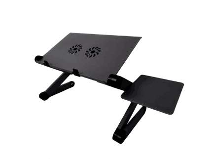 Столик/подставка для ноутбука URM с регулировкой высоты и охлаждением, 53х30 см, черный