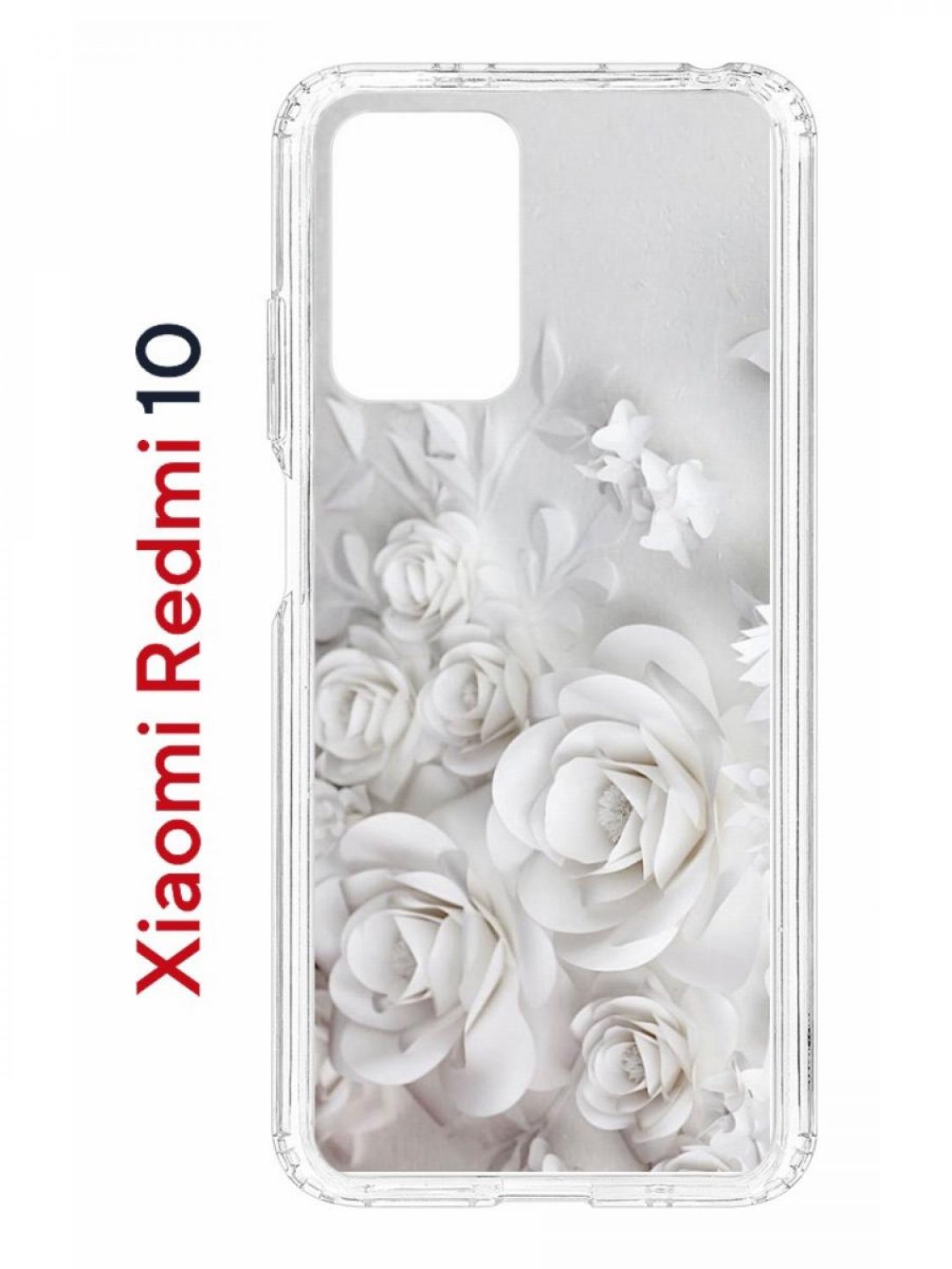 Чехол на Xiaomi Redmi 10/10 Prime Kruche Print White roses,противоударный бампер с принтом